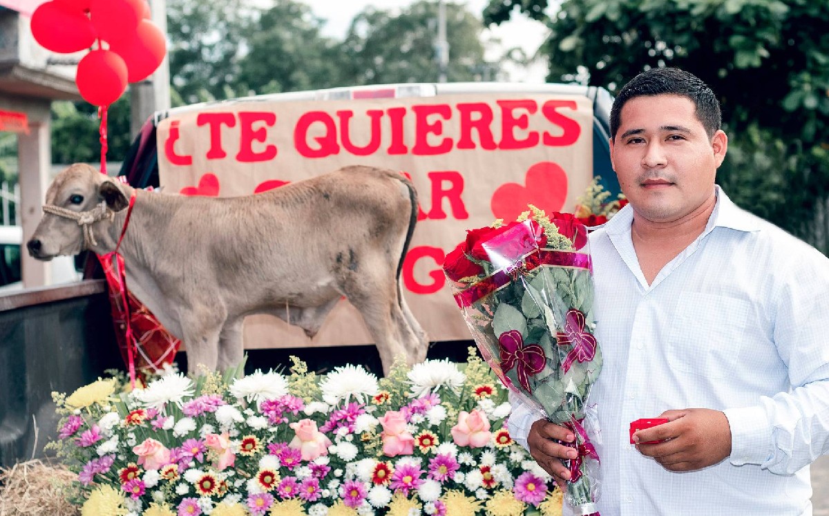 Hombre pide matrimonio a su novia con un becerro, ¿Le dijo que sí? | Telediario México