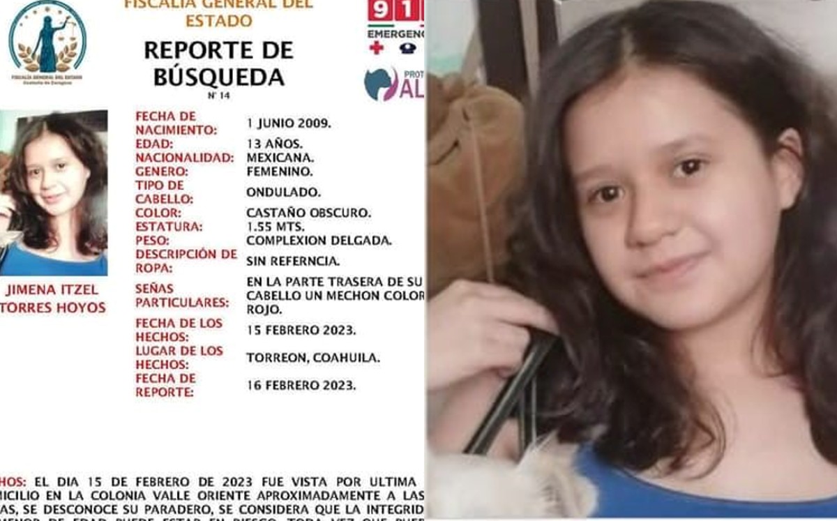 Piden ayuda para encontrar a Jimena, menor desaparecida en Torreón| Telediario México