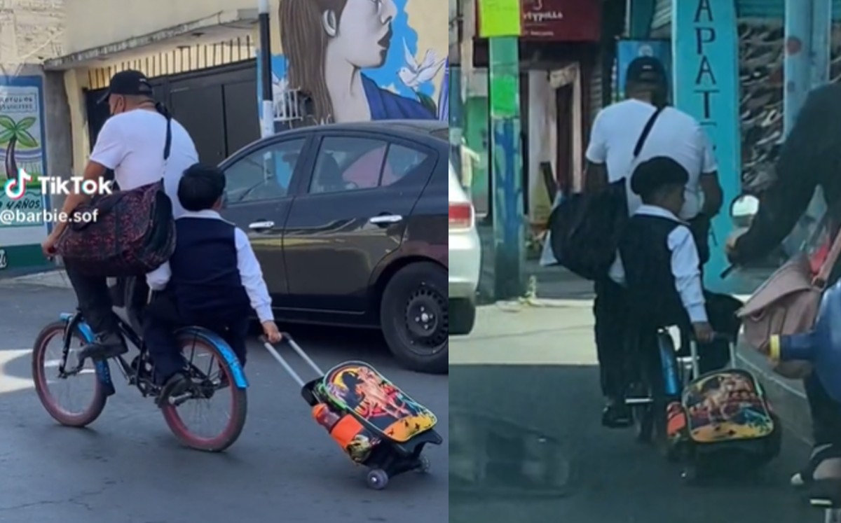 TikTok: Padre e hijo se viralizan por ir a la escuela en bicicleta ...